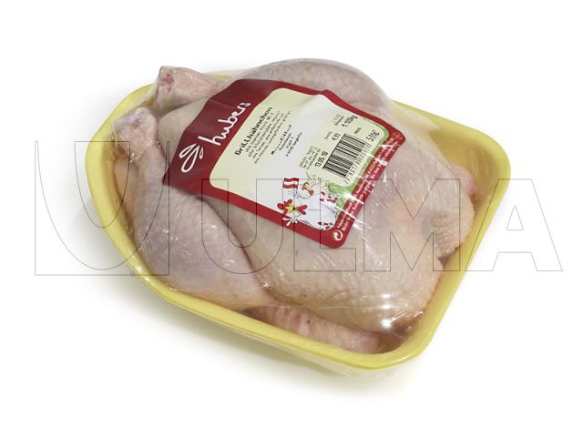 Conditionnement de poulet entier en flow pack (hffs) avec film barrière ...